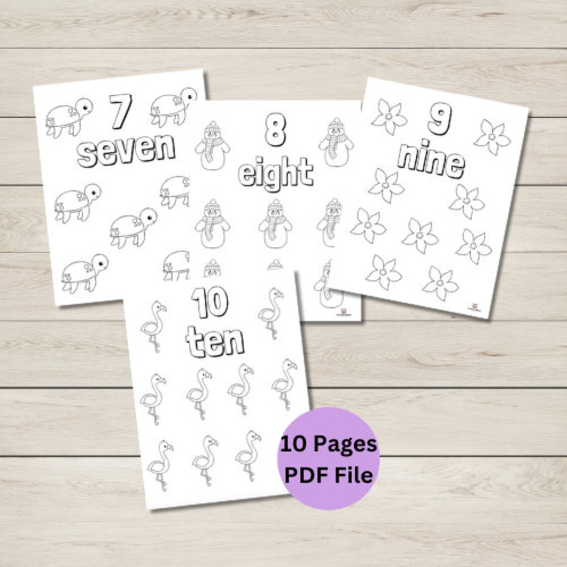 Number Coloring Book One Page for Each Number Numbers 1 to 10 Printable ...