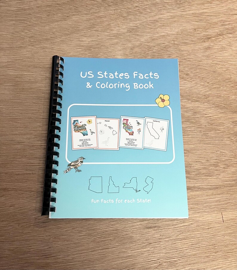 US States Facts and Coloring Book - 101 Pages - Etsy