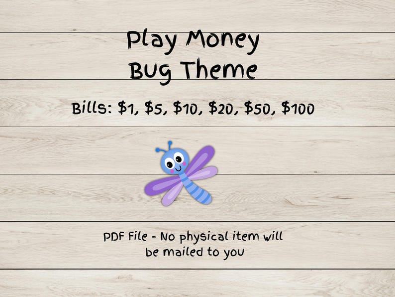 Play Money - Bug Theme - Printable PDF File - Pretend Play Money - Etsy