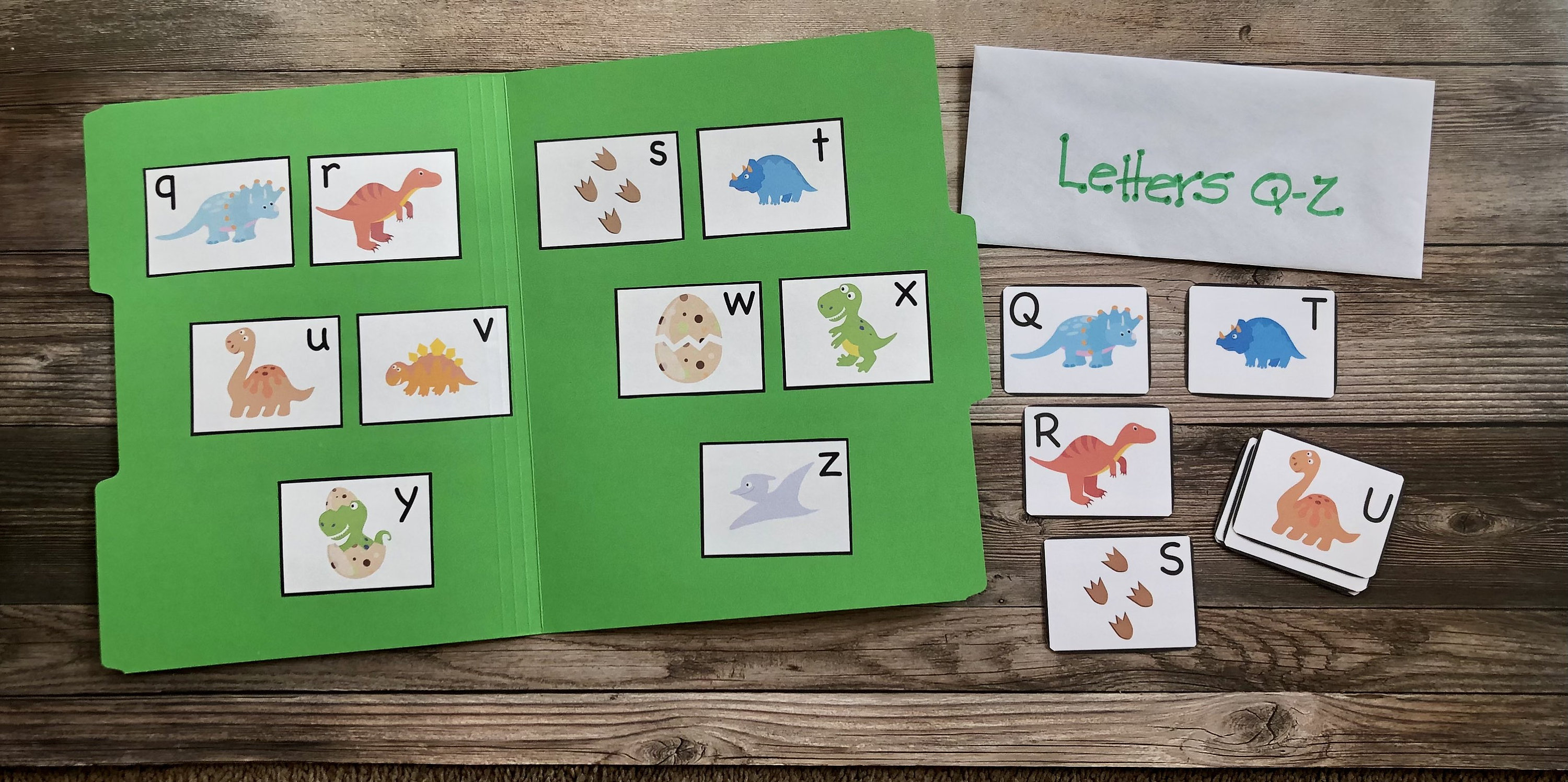 Alphabet File Folder Games - Match Upper Lower Case Letters Dinosaurs ...
