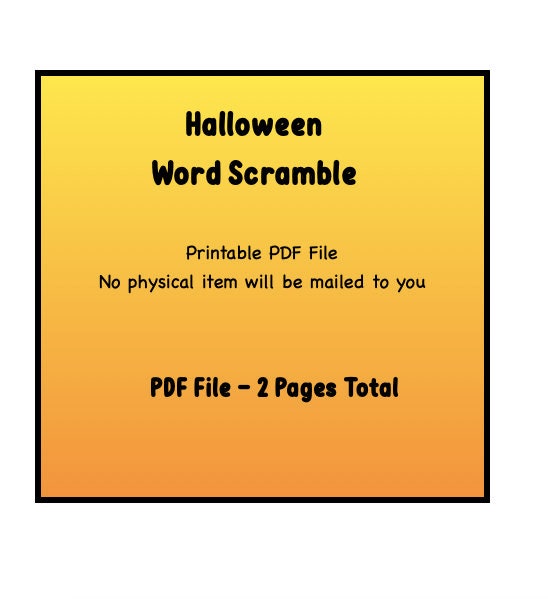 Halloween Word Scramble Printable PDF for Parties, Classroom ...