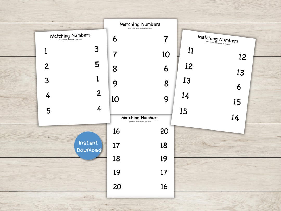 Numbers Worksheets- Match Numbers 1 to 20 - Number Recognition ...