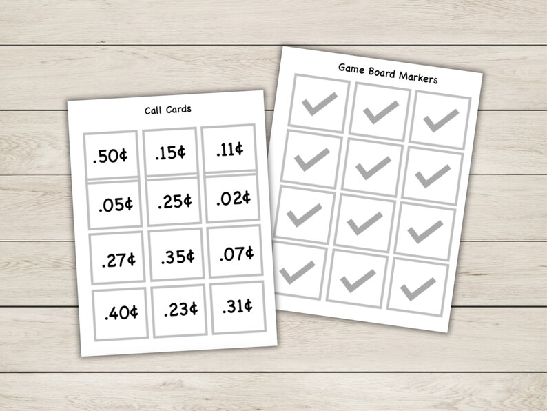 Money Bingo Game: Counting Coins & Bills - 30 Boards, Call Markers and ...