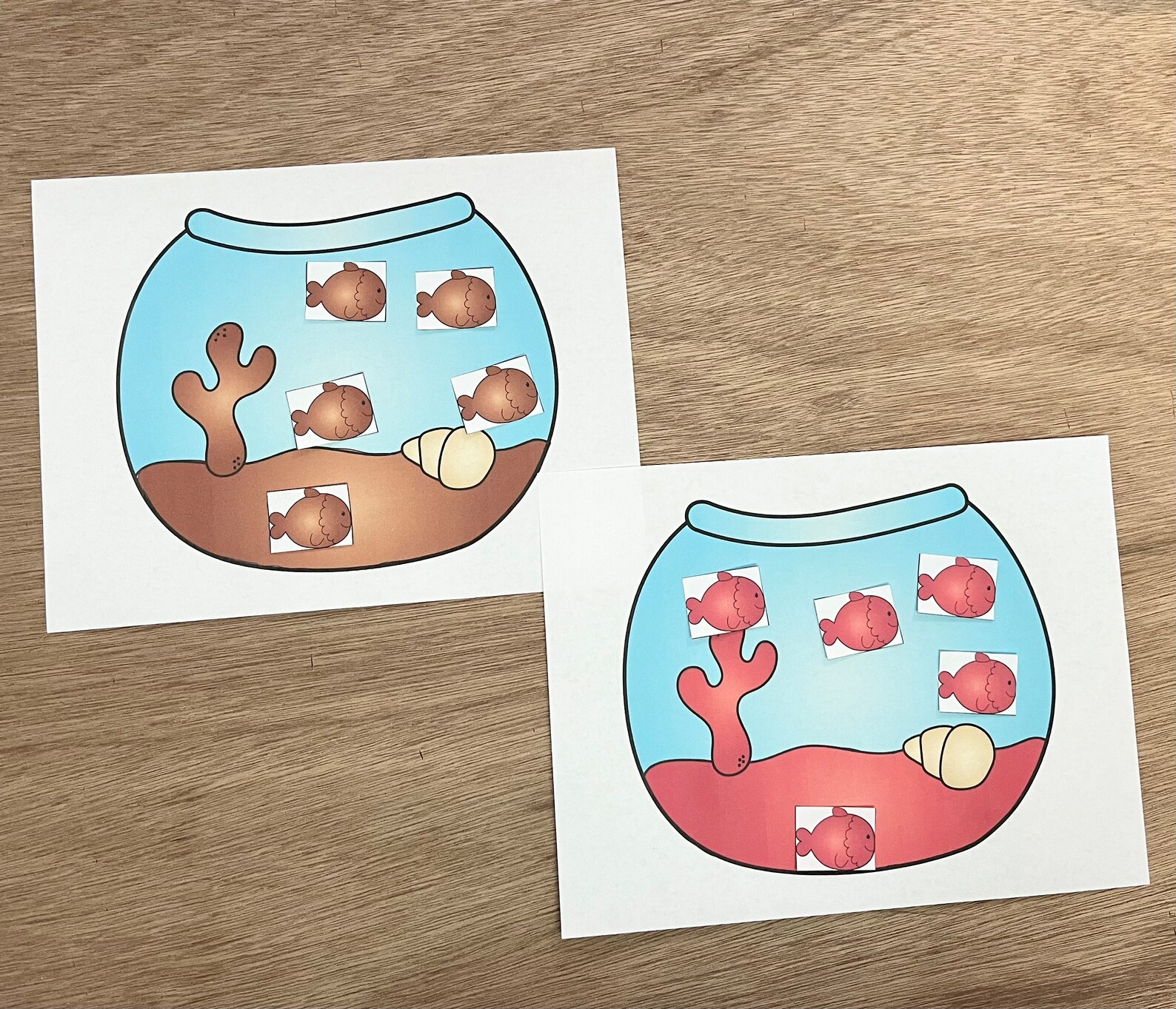 Matching Colors Sorting Colors Game 10 Different Color Fish Printable ...