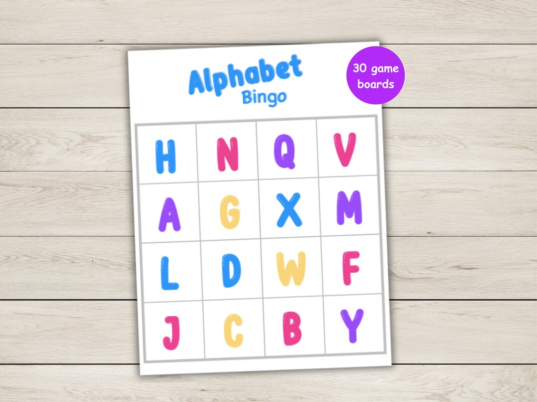 Alphabet Bingo Game - 30 Boards - Call Cards and Board Markers ...