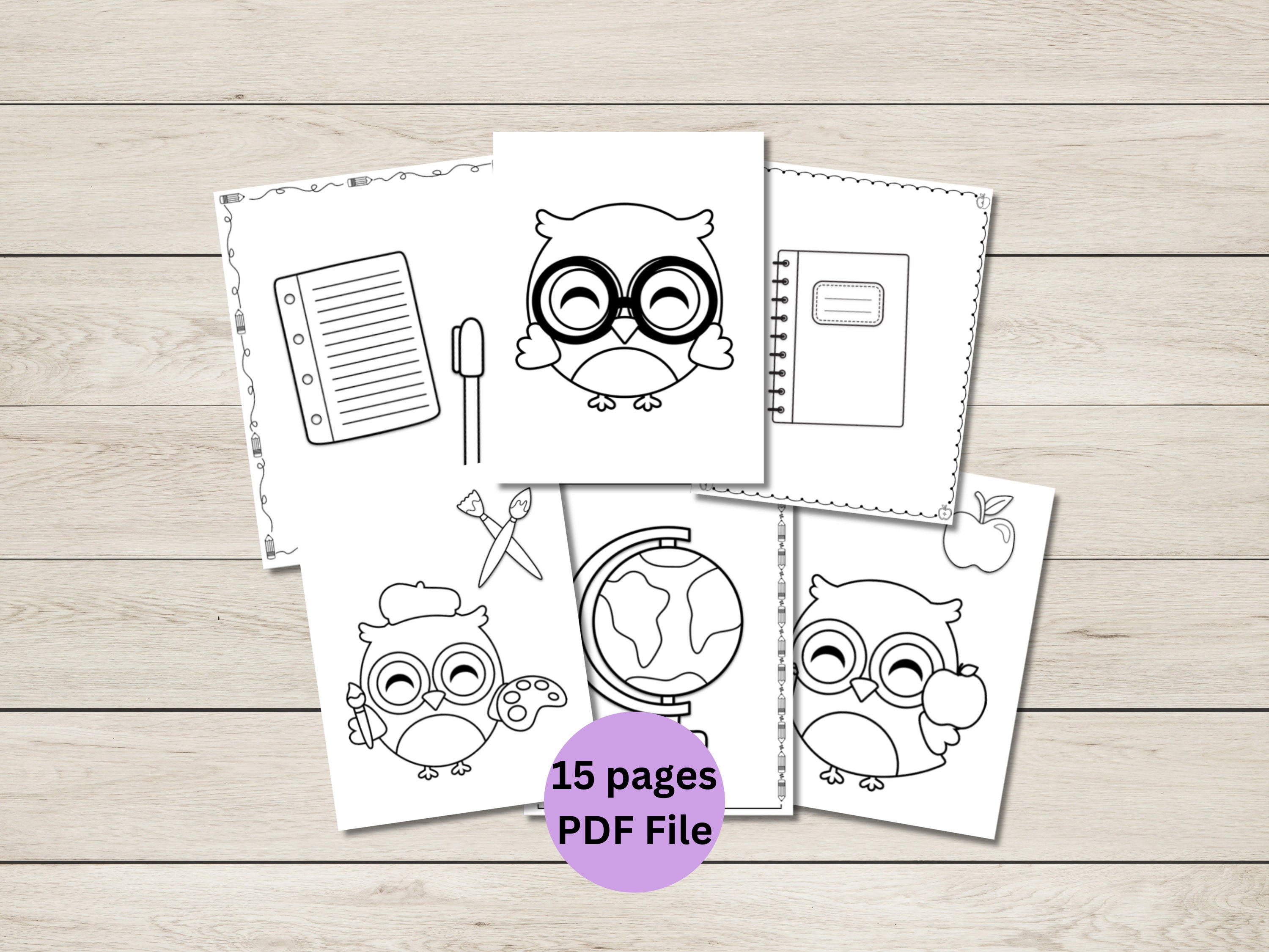 Back to School Coloring Book - Instant Download - 15 Coloring Pages ...