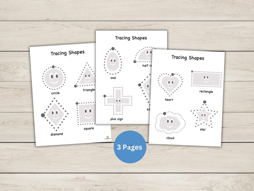 Tracing Shapes Worksheet - Pre-writing Activity - 12 Shapes - PDF - Etsy