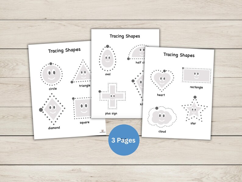 Tracing Shapes Worksheet - Pre-writing Activity - 12 Shapes - PDF - Etsy