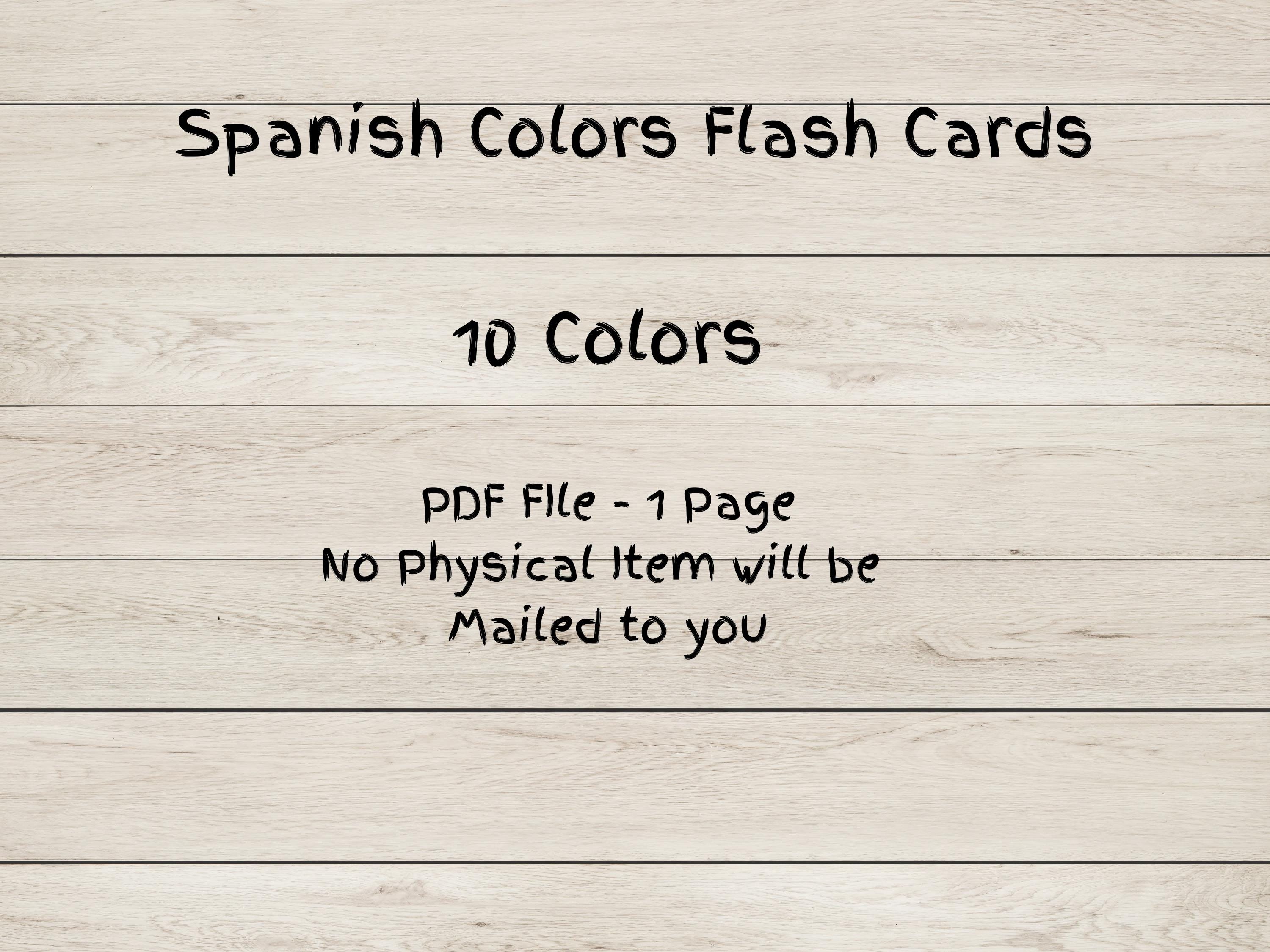 Spanish Colors Flash Cards, 10 Cards - PDF Digital Download - Etsy