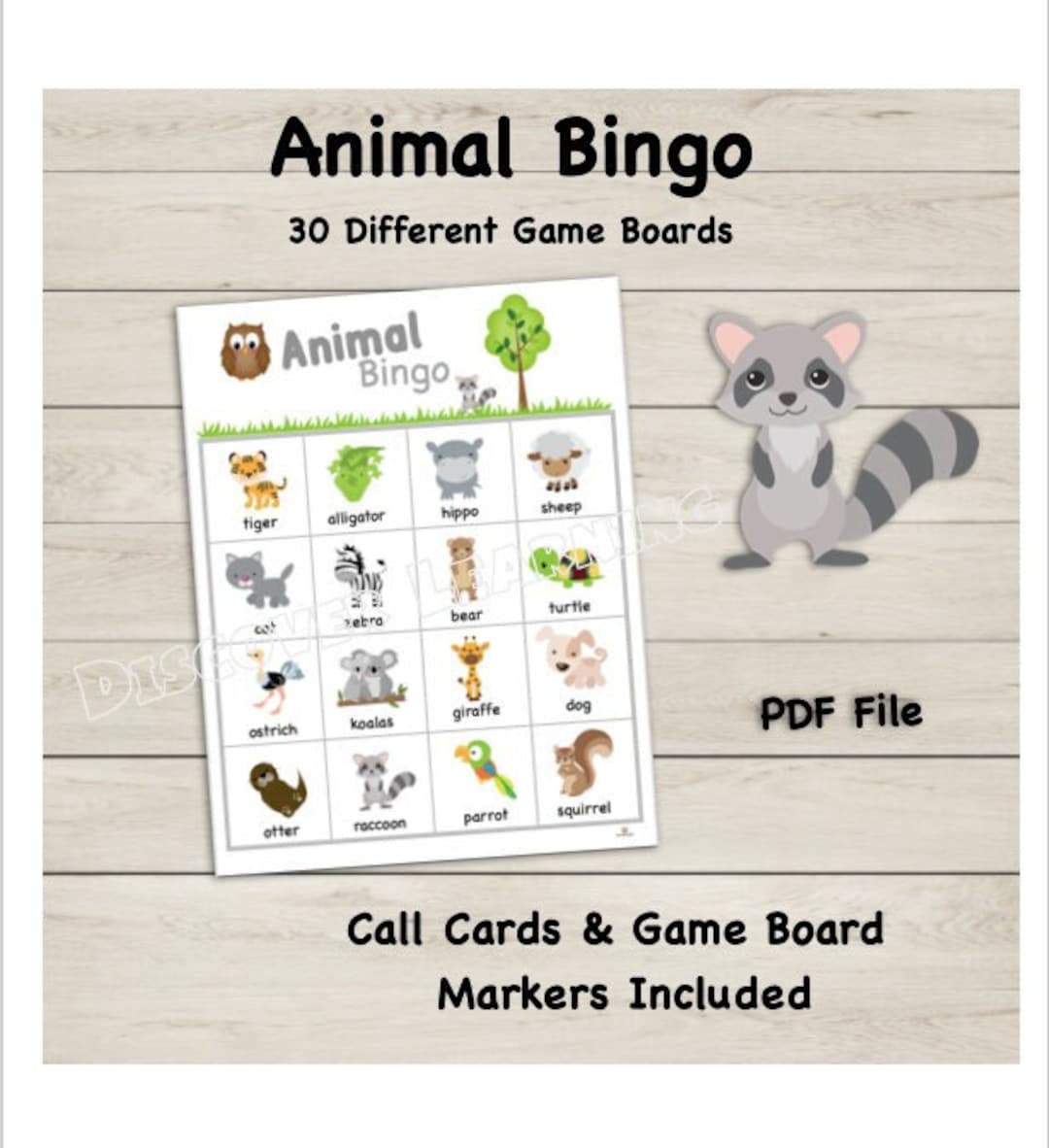 Animal Bingo, 30 Different Game Boards Printable Game Call Cards and ...