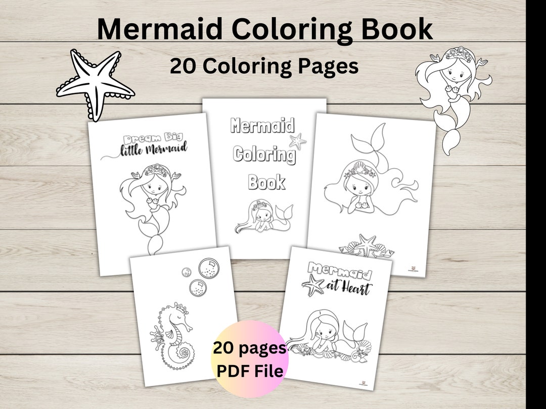 Mermaid Coloring Book Printable Activity Mermaid Coloring Pages PDF ...