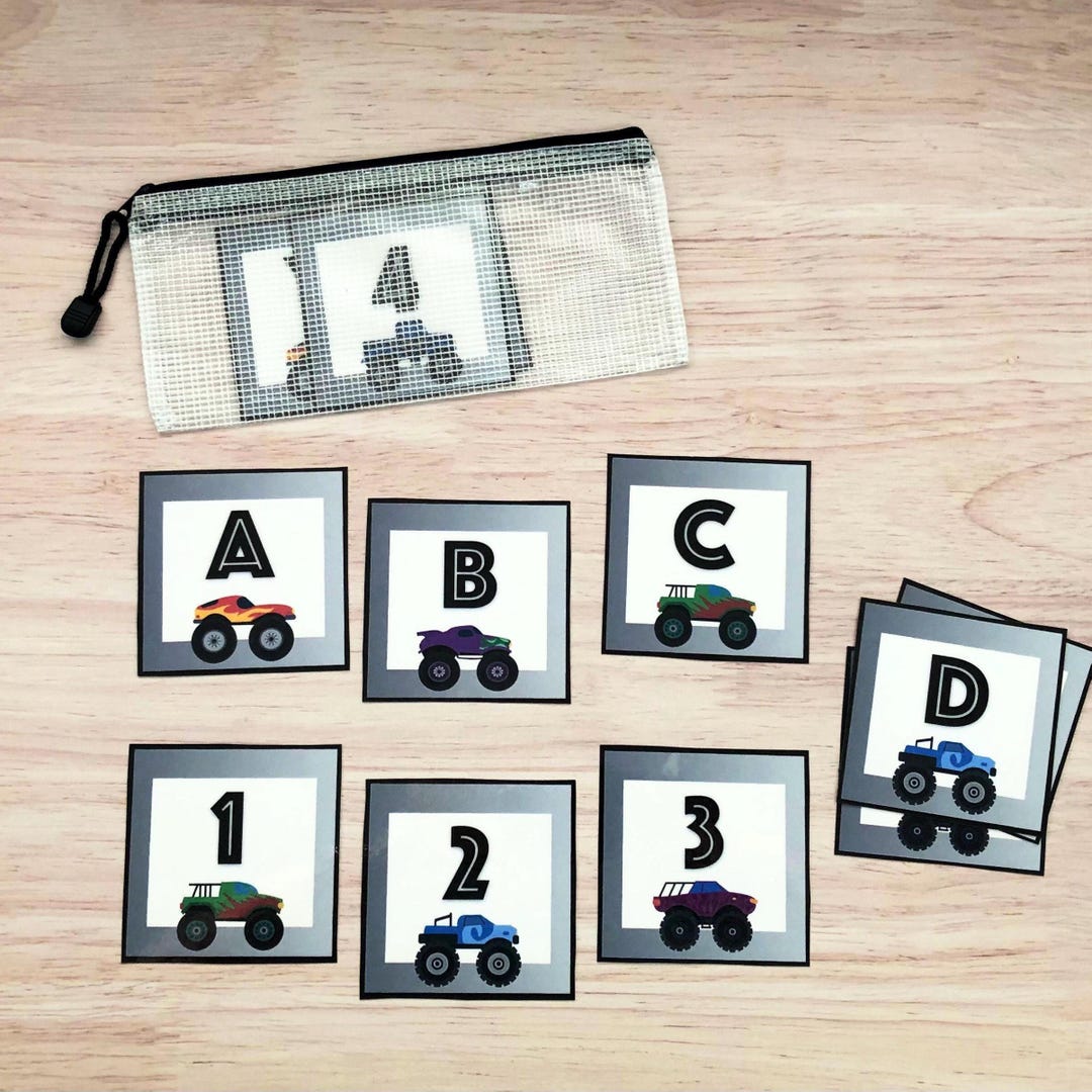 Monster Truck Flash Cards - Alphabet and Numbers - Etsy