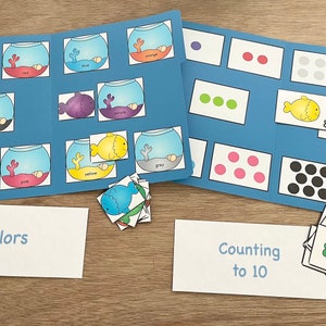 Counting and Colors File Folder Games Fish Theme - Set of 2 - Etsy