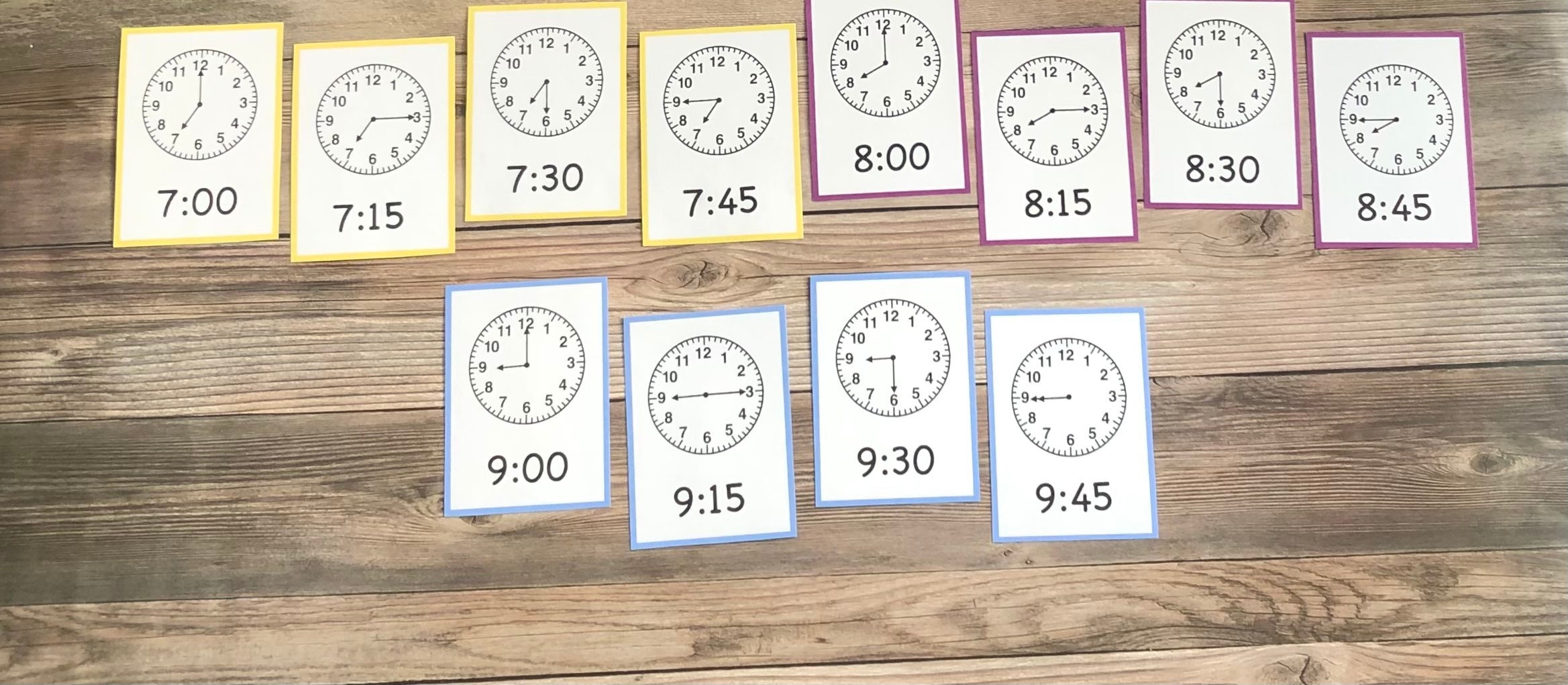 Telling Time Flash Cards - Laminated - 48 Cards - Comes With Zip Pouch ...