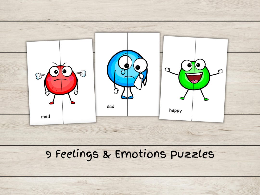 9 Feelings and Emotions Puzzles - Matching Game - Printable Puzzle ...