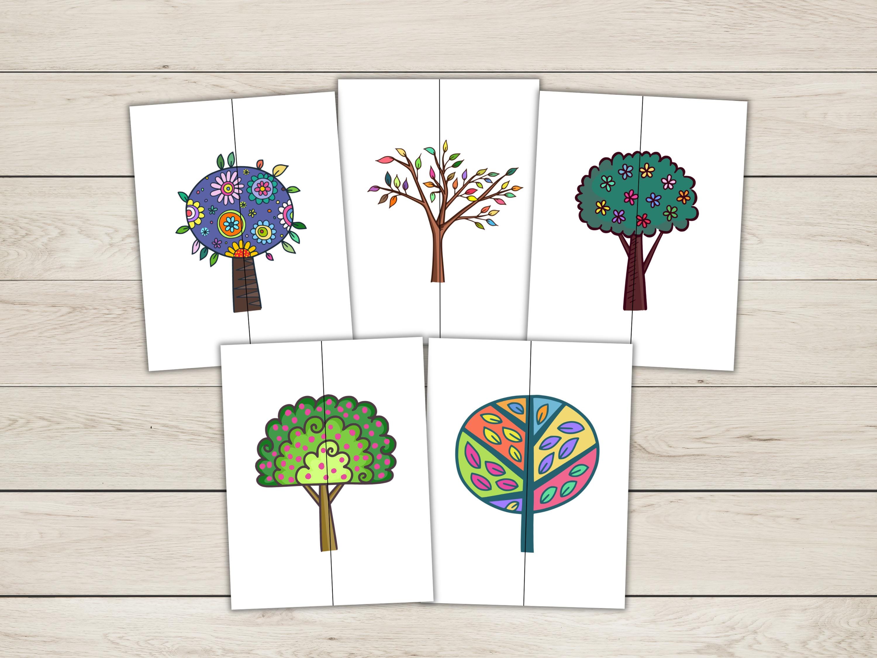 Printable Puzzles - 10 Tree Puzzles - Matching Game - Etsy