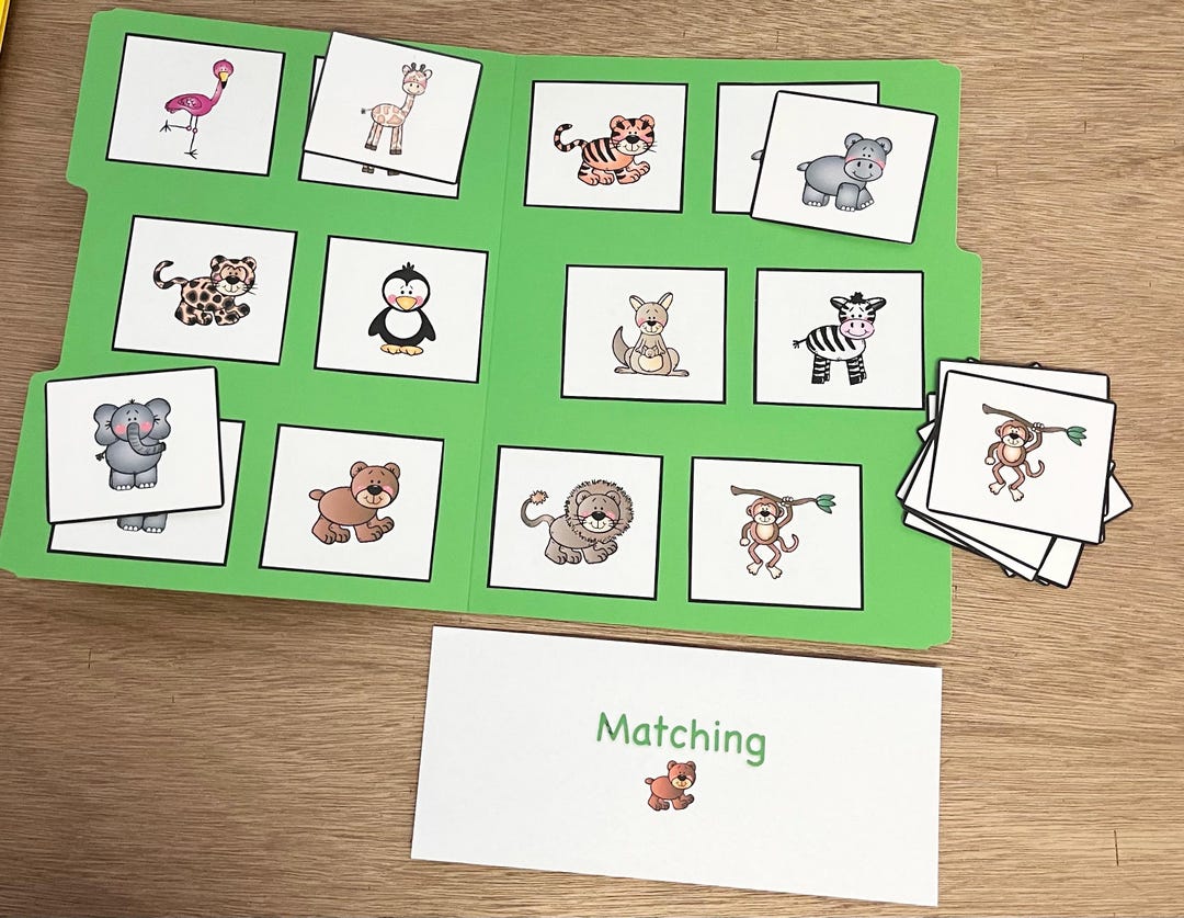 Matching File Folder Game - Animals - Etsy