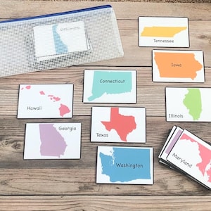 50 United States Flash Cards - Laminated - Comes With Zip Pouch - Etsy