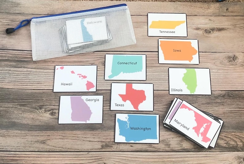 50 United States Flash Cards - Laminated - Comes With Zip Pouch - Etsy