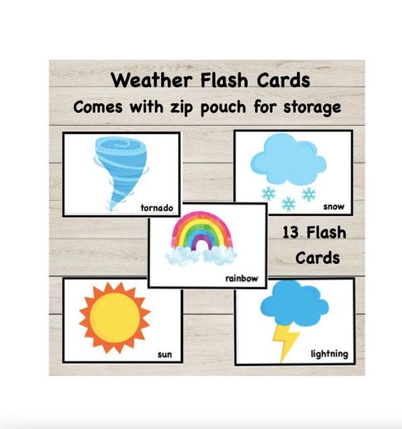 Weather Flash Cards 13 Laminated Cards Comes With Zip - Etsy