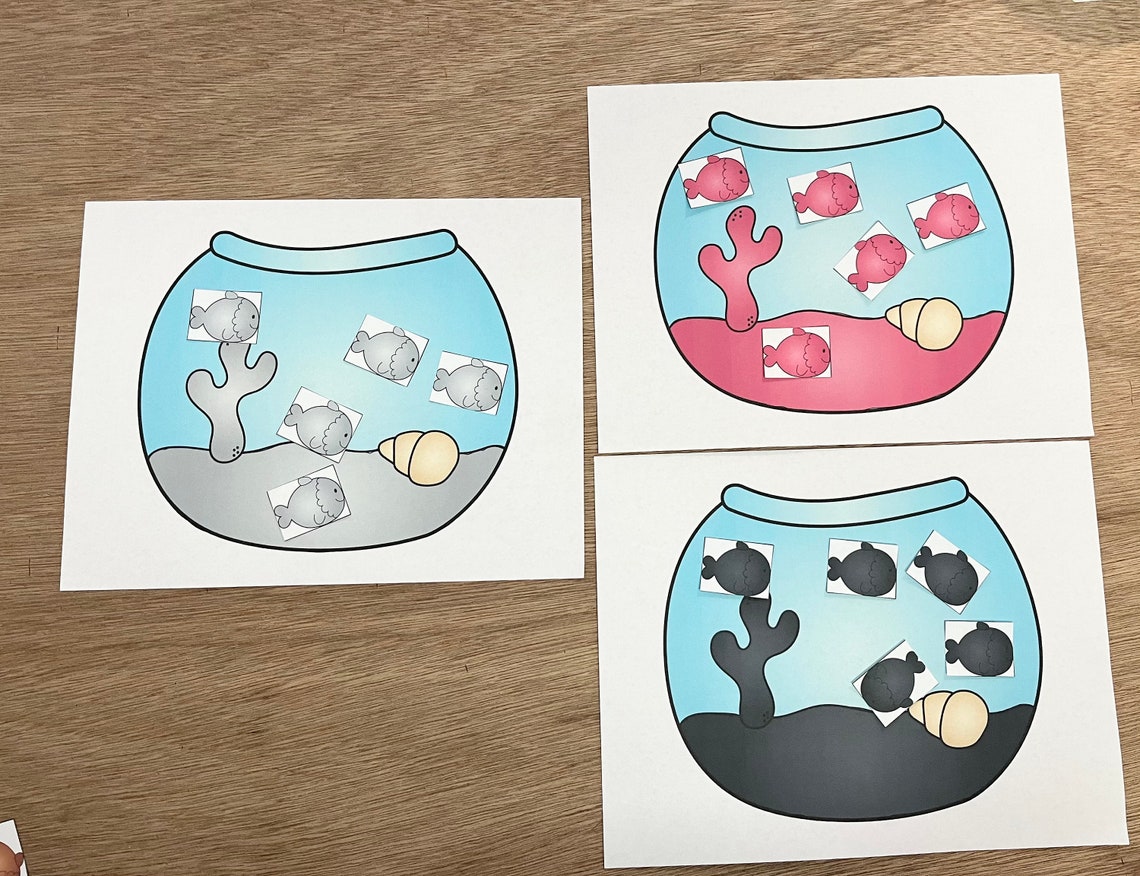 Matching Colors Sorting Colors Game 10 Different Color Fish Printable ...