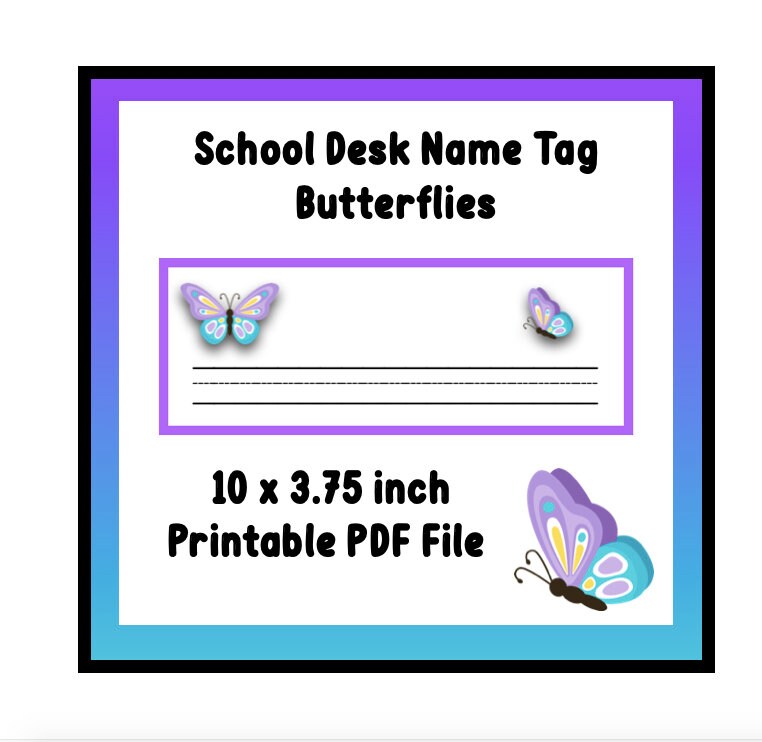 Butterfly Name Tag Template