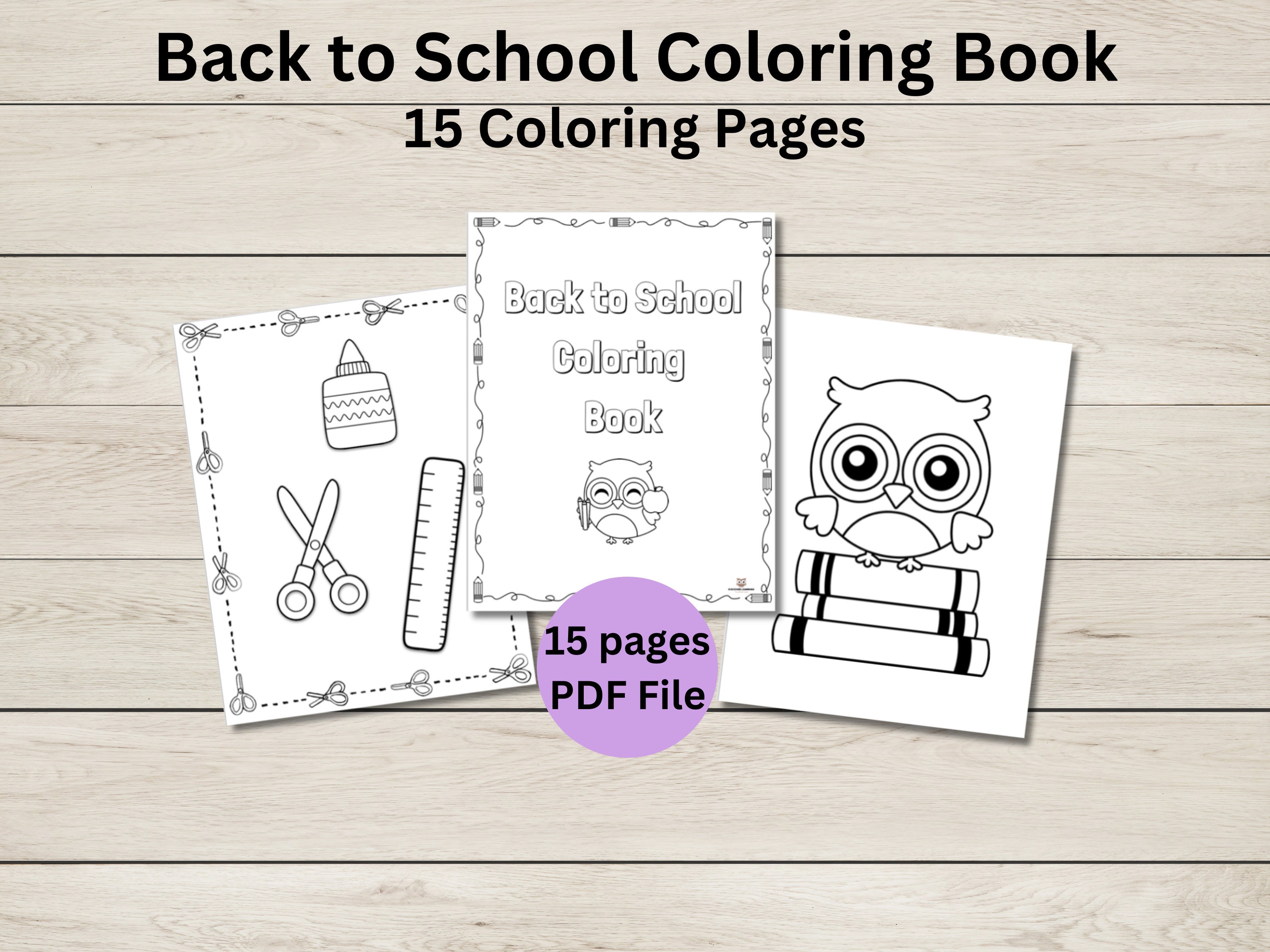 Back to School Coloring Book - Instant Download - 15 Coloring Pages ...