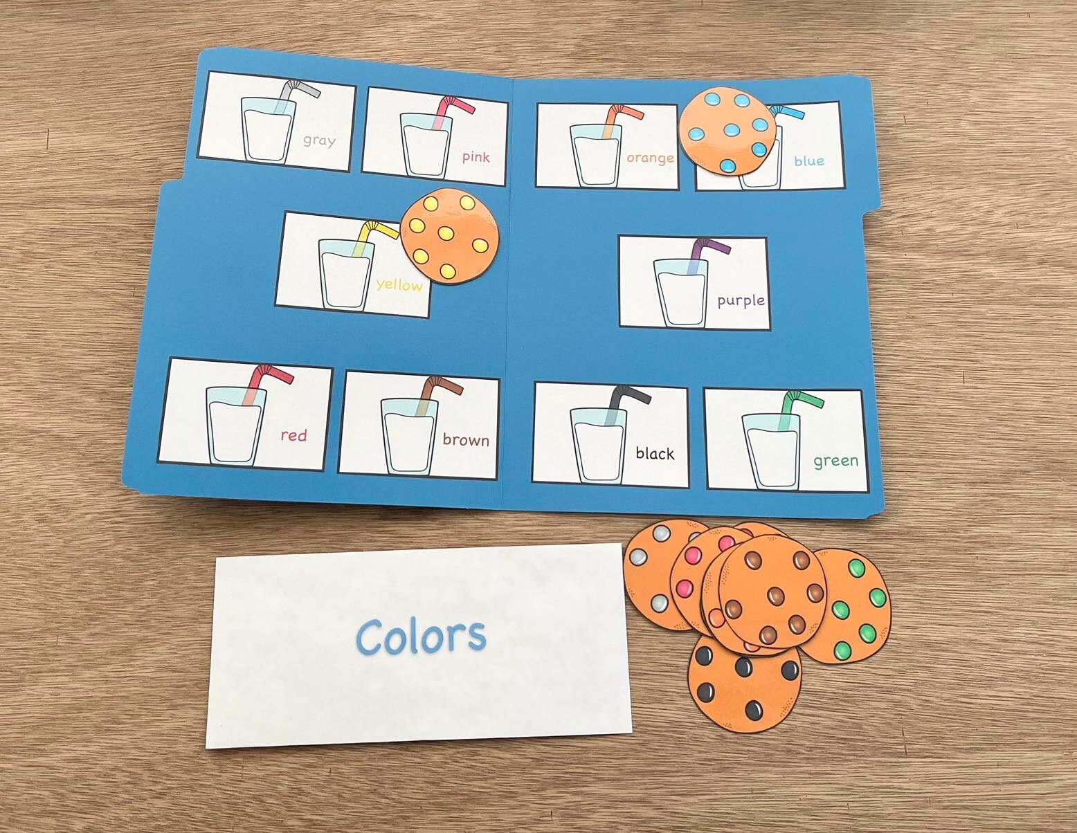 Colors File Folder Games, Matching - Set of 2- Donuts, Milk and Cookies ...