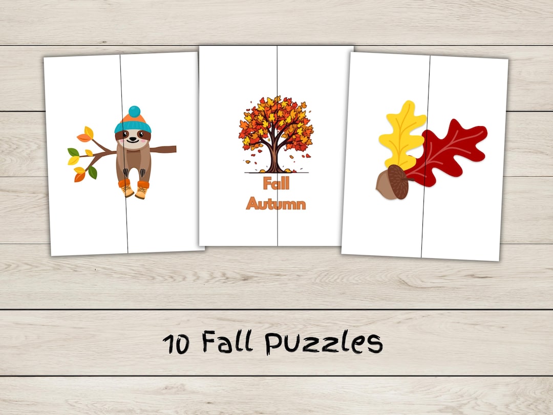 10 Fall Puzzles - Matching Game - Printable Puzzles - Etsy Australia