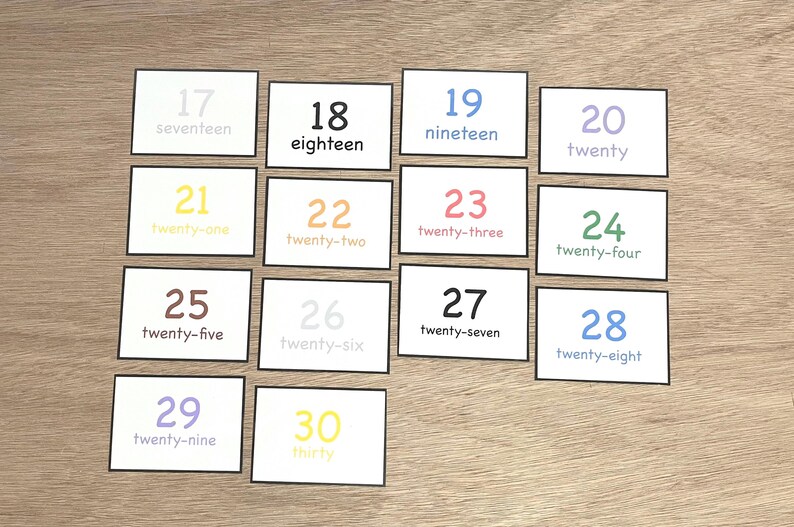 Number Flash Cards - Numbers 1 to 30 - Laminated - Comes With Zip Pouch ...