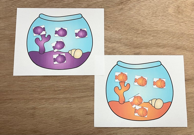 Matching Colors Sorting Colors Game 10 Different Color Fish Printable ...