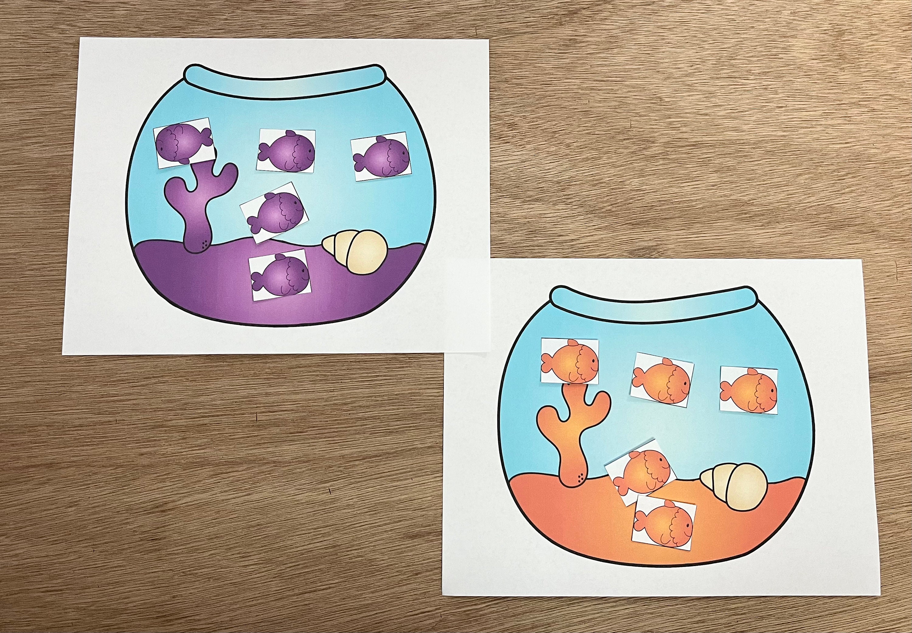 Matching Colors Sorting Colors Game 10 Different Color Fish Printable ...