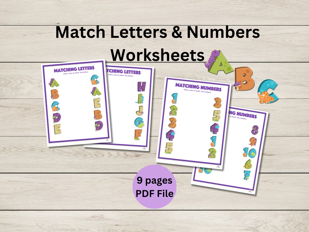 Matching Letters and Numbers Printable Worksheets Dinosaur Theme ...
