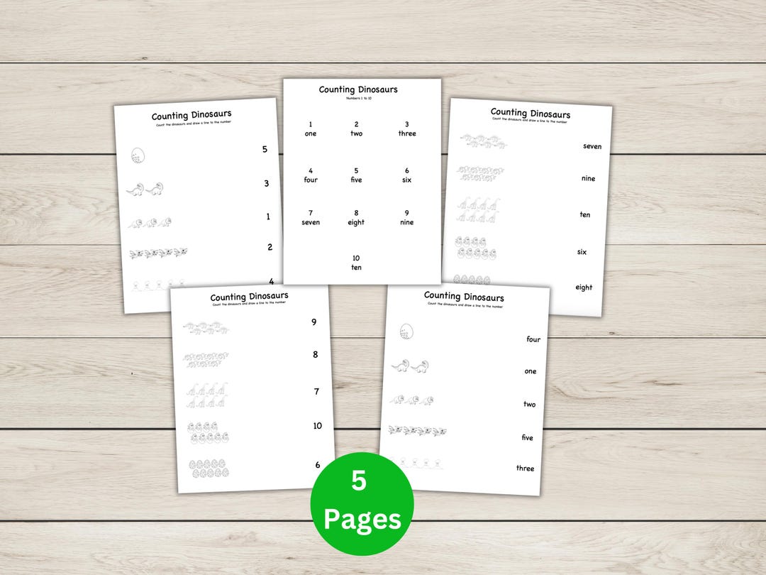 Counting Worksheets - Dinosaurs - Numbers 1 to 10 - Printable ...
