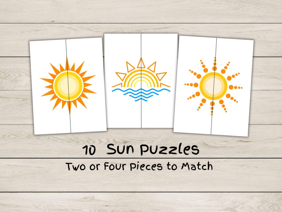 10 Sun Puzzles - Matching Game - Printable Preschool Activity - Etsy Canada