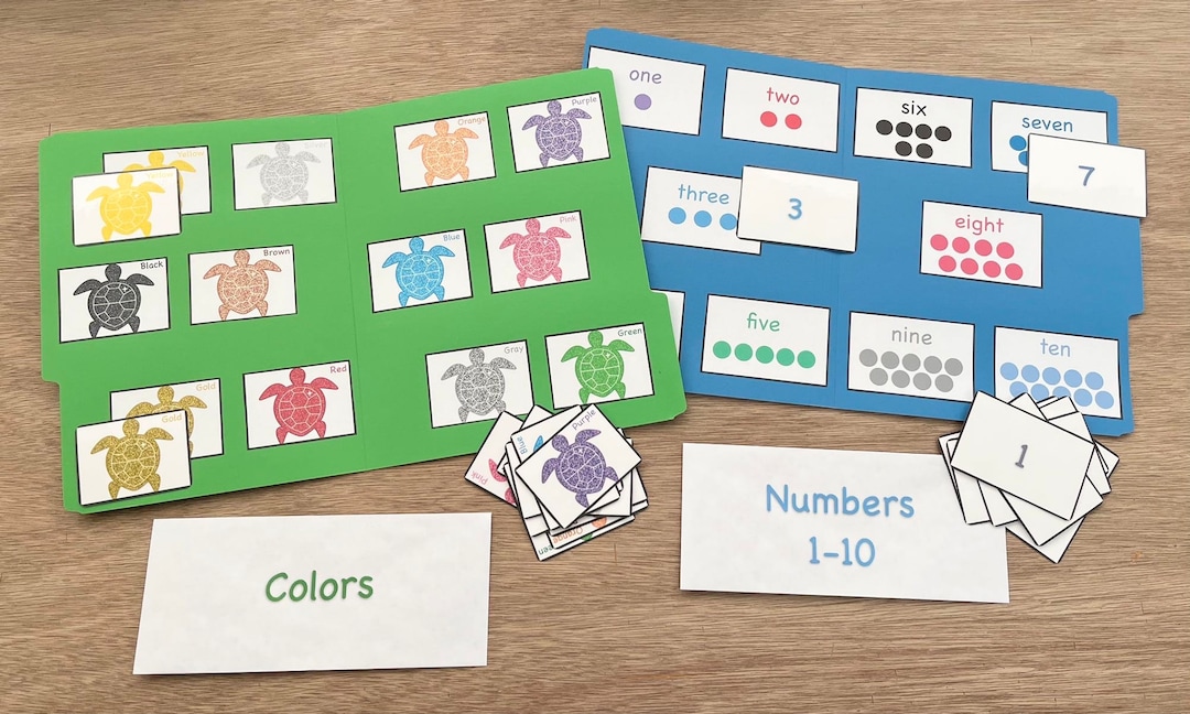Colors and Numbers File Folder Games, 10 Colors - Turtles, Counting to ...