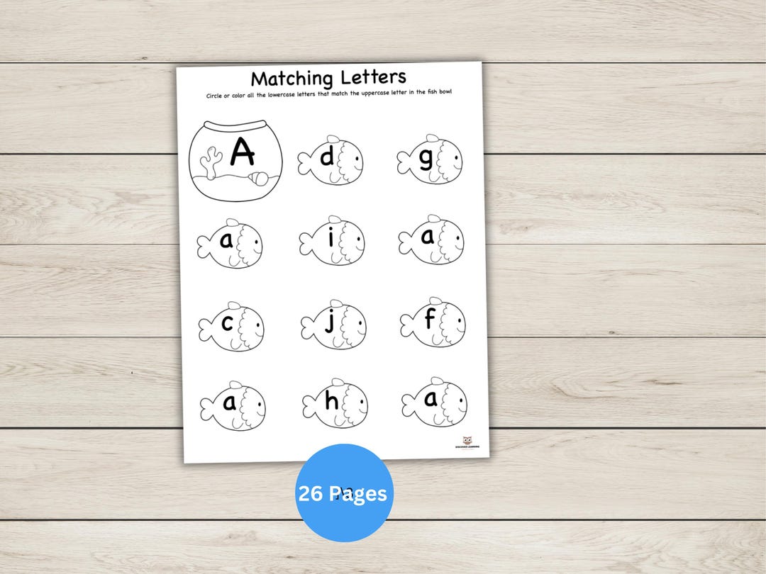 Matching Letters Worksheets - Fish - Match Uppercase to Lowercase ...
