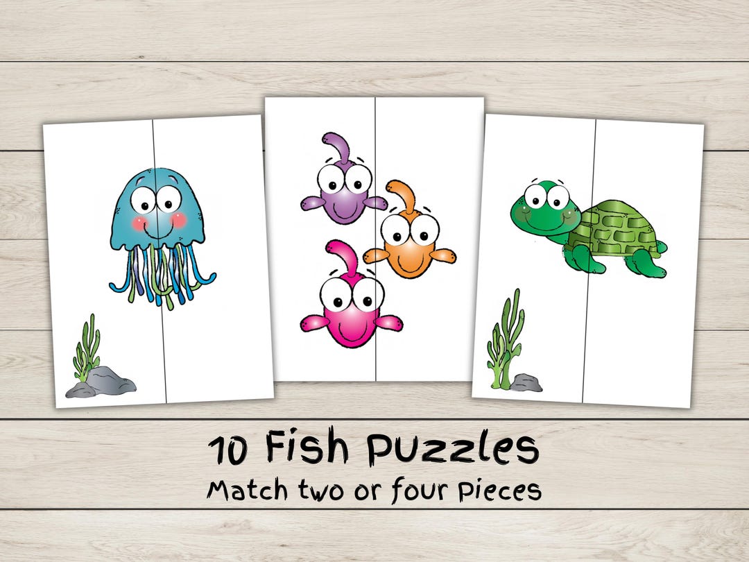 10 Fish Puzzles - Matching Game - Printable Preschool Puzzle - Etsy Canada