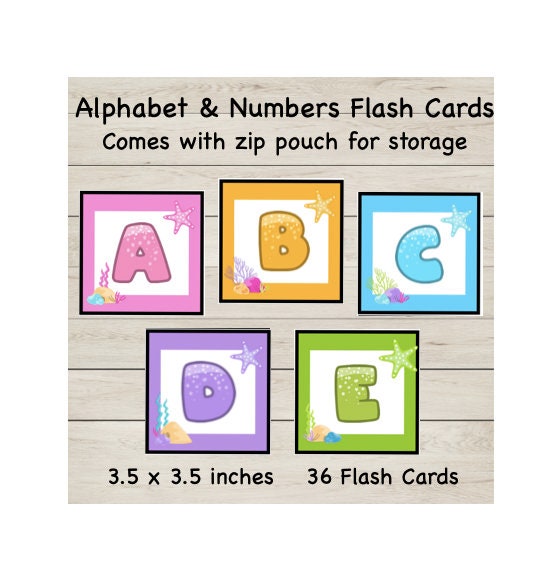 Alphabet Flash Cards and Numbers 1 to 10 Ocean Theme Laminated, Comes ...
