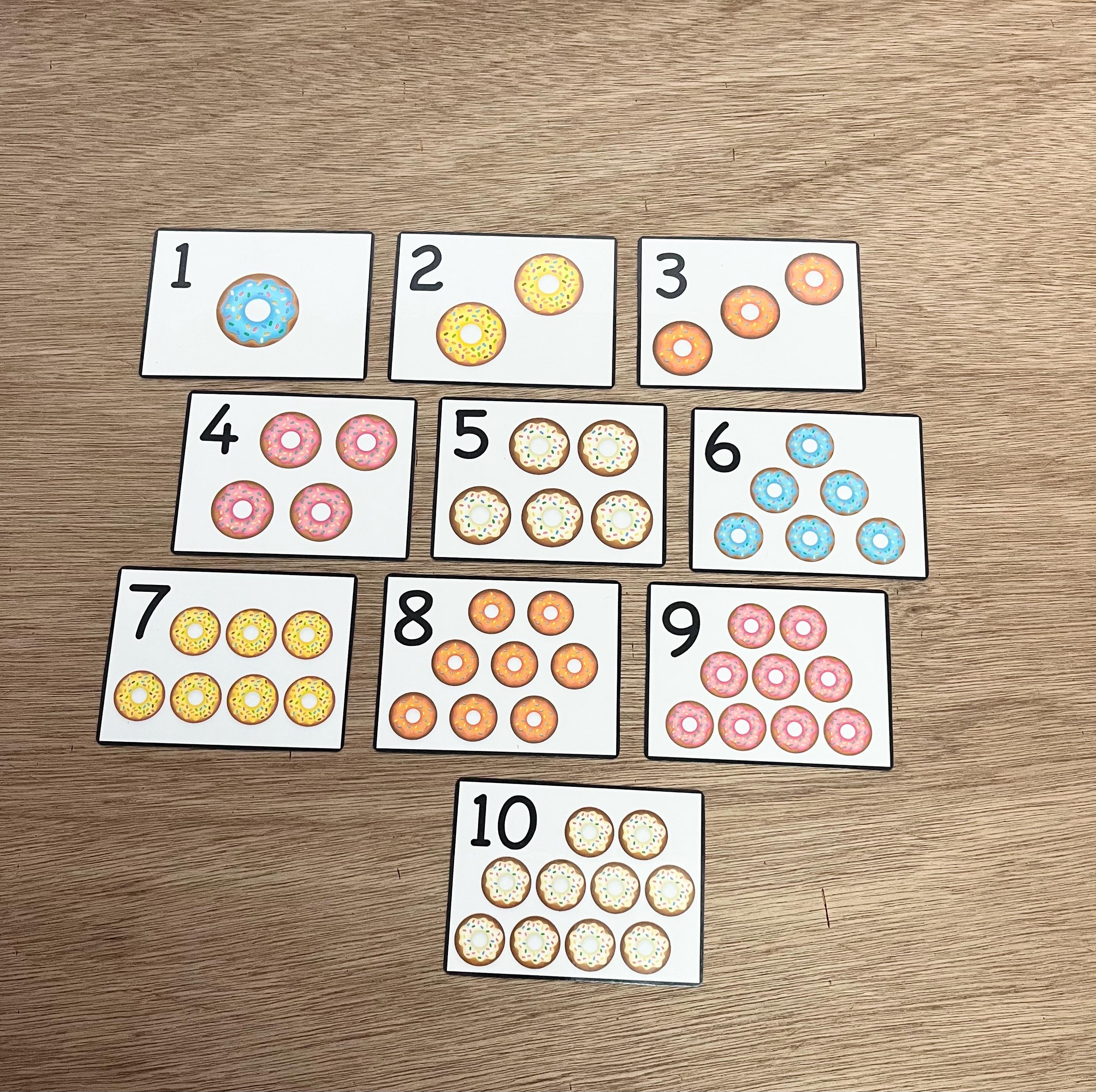 Donut Counting Flash Cards - Numbers 1 to 10 - Laminated - Comes With ...