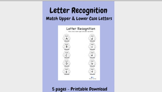 Alphabet Worksheets Letter Recognition Match Upper and | Etsy