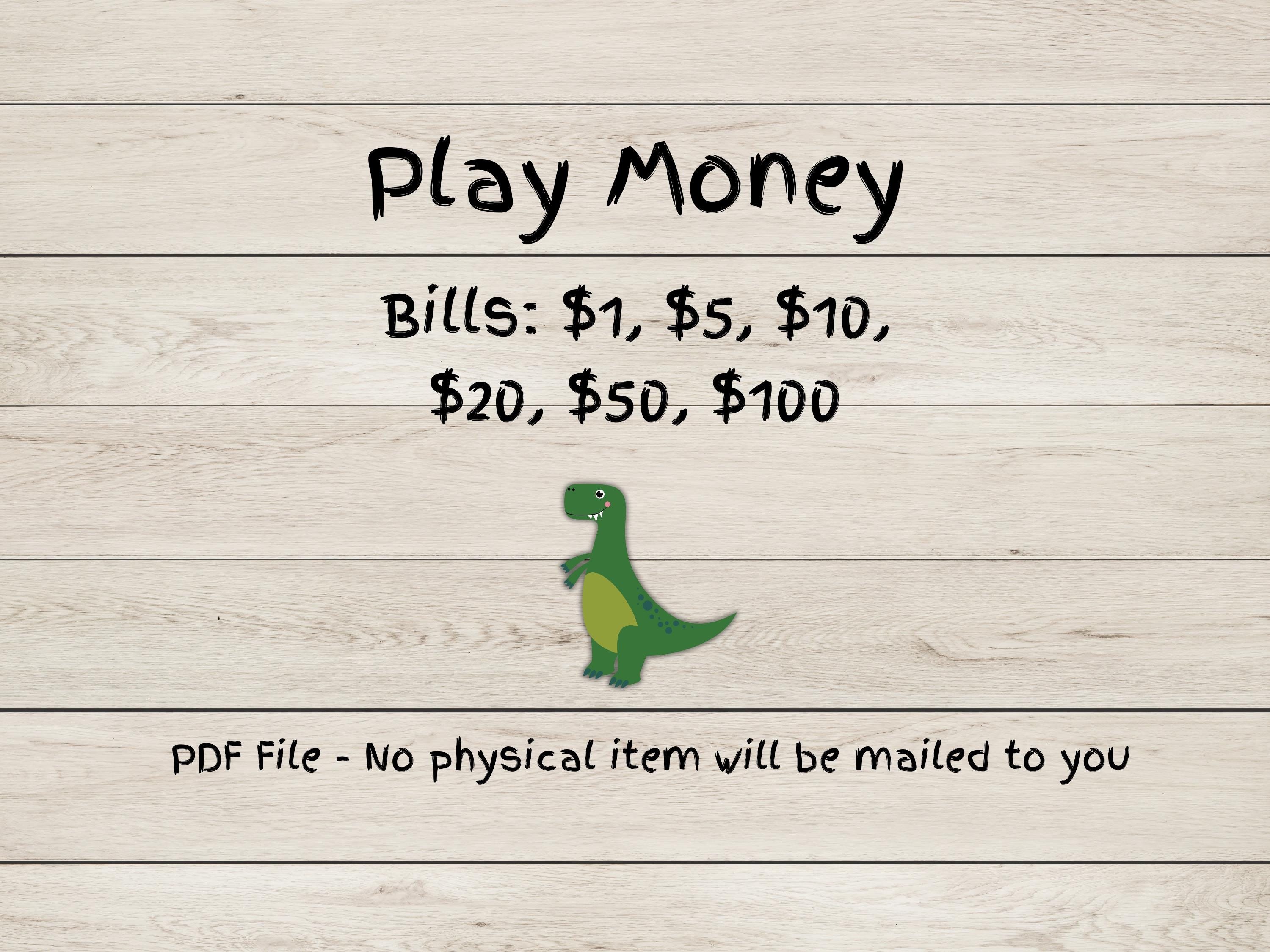 Play Money Dinosaur Theme Printable PDF File Pretend Play Money - Etsy