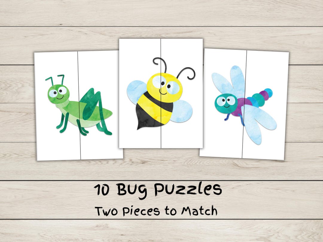 10 Bug Puzzles - Printable Matching Game - PDF - Etsy