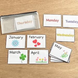 Months and Days of the Week Flash Cards - Laminated - Ready to Use ...