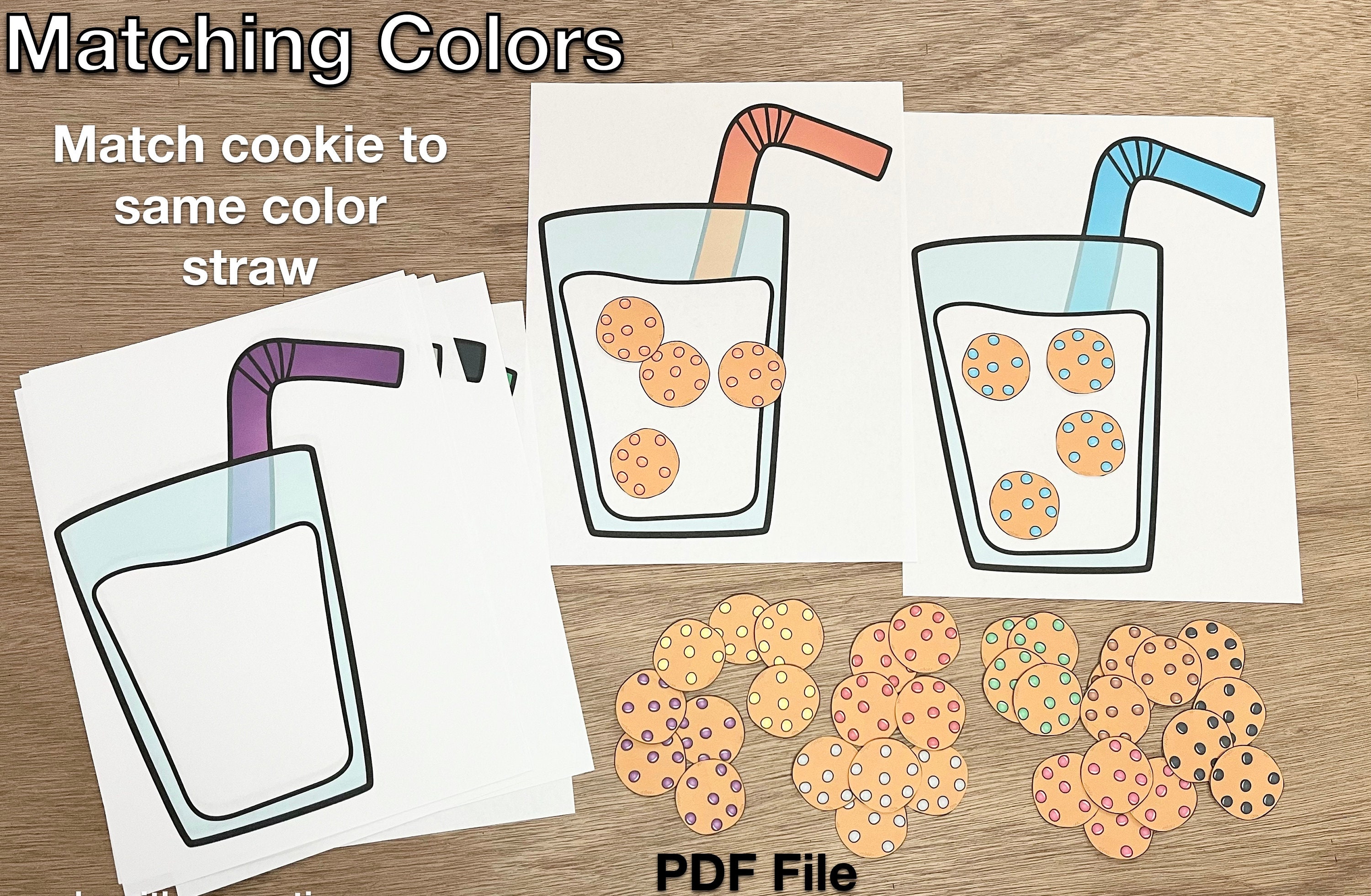 Matching Colors Sorting Colors Game Printable PDF File Milk and Cookies ...