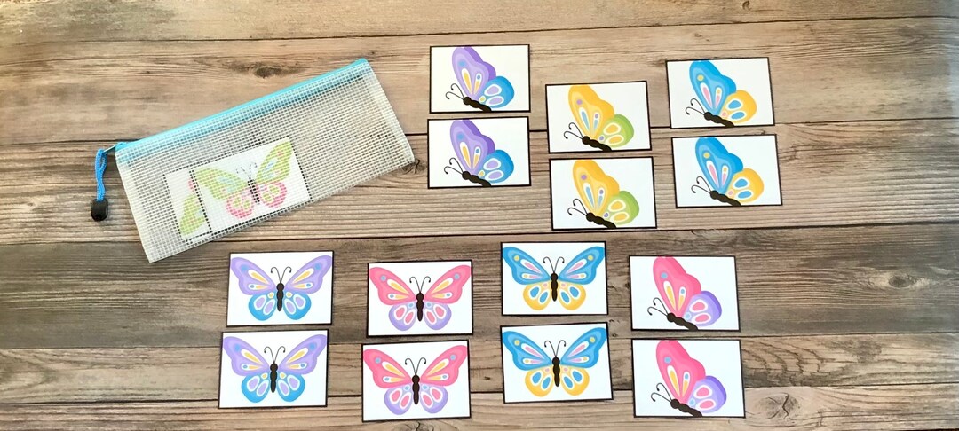 Butterflies Memory Match Game -laminated -comes With Zip Pouch - Etsy