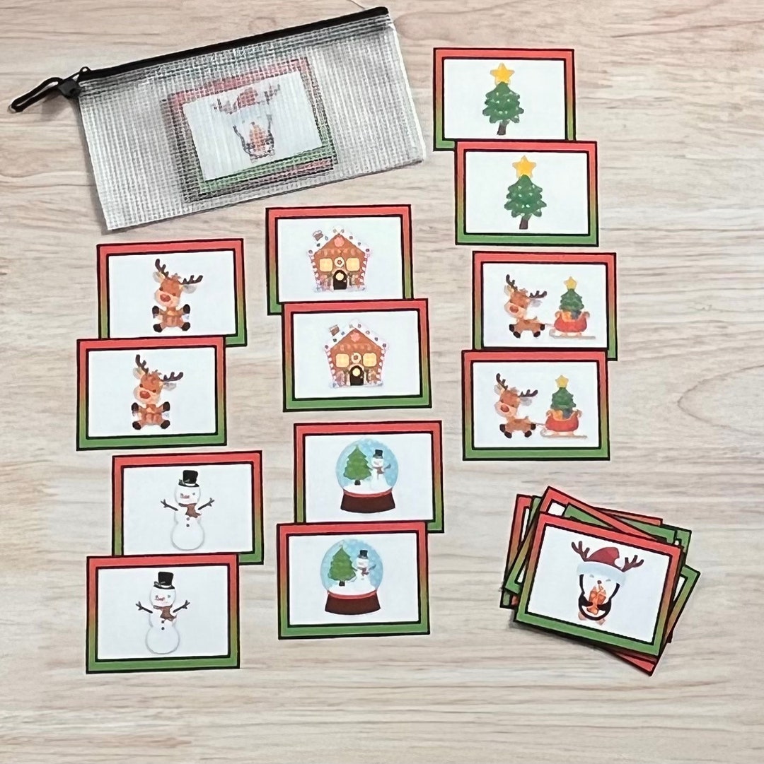 Christmas Memory Match Game - Holiday Game - Laminated - Comes With Zip ...