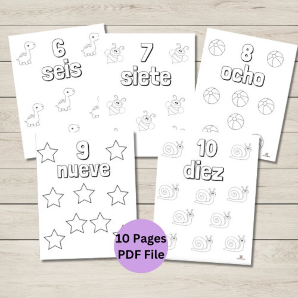 Spanish Numbers Coloring Pages - Counting - Numbers 1 to 10 - Printable ...