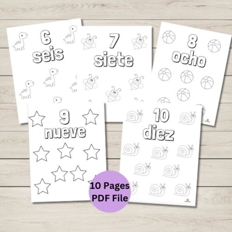 Spanish Numbers Coloring Pages - One Page for Each Number - Numbers 1 ...