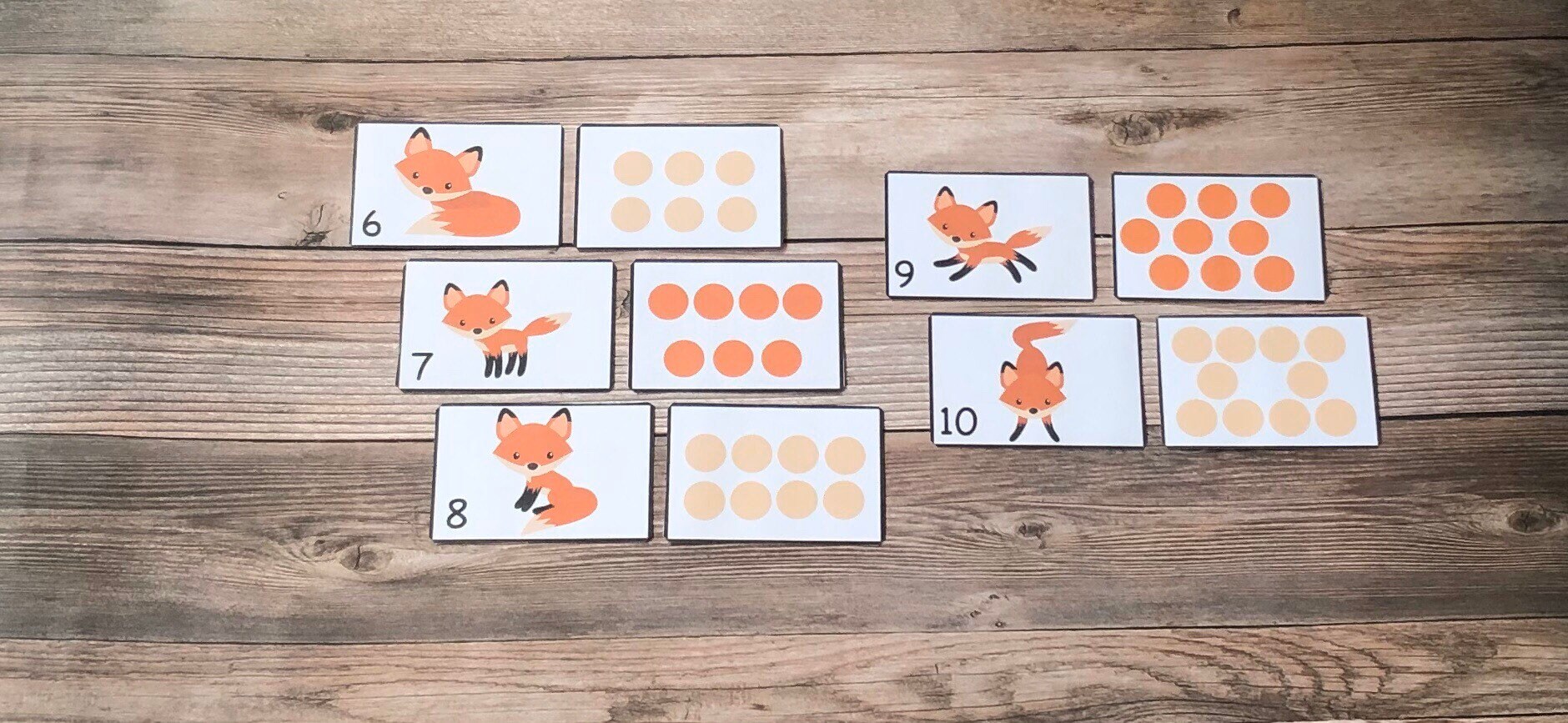 Counting Flash Cards Numbers 1 to 10, Fox Theme, Laminated - Zip Pouch ...